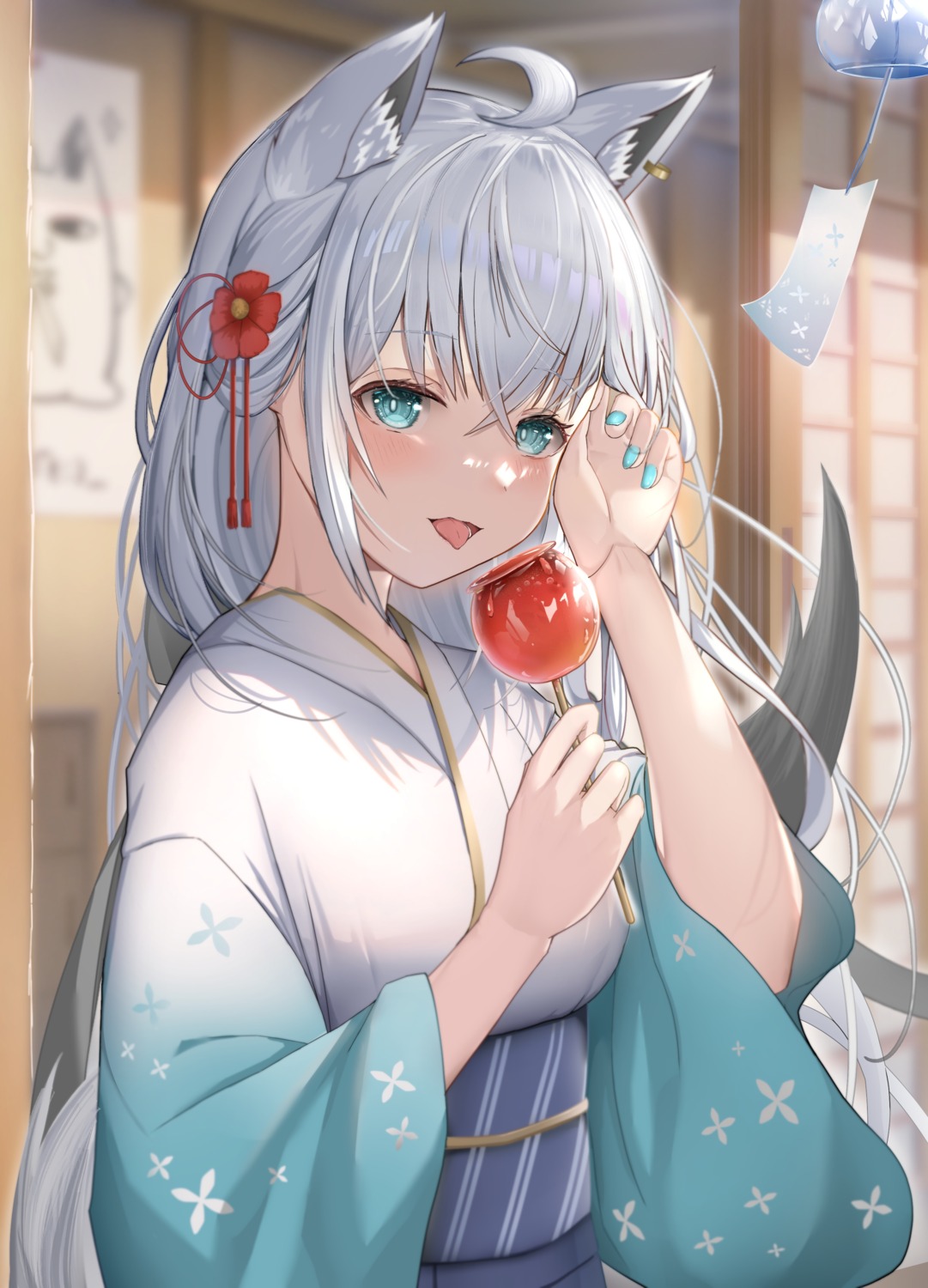 rimamo hololive shirakami fubuki animal ears kimono kitsune tail | #1012876 | yande.re